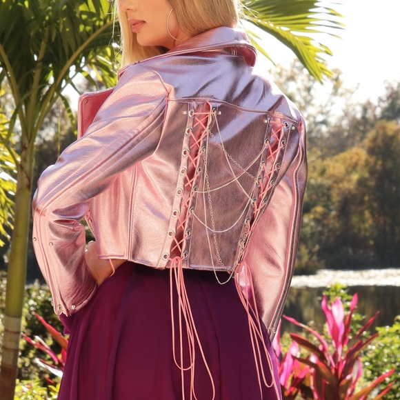 kelsey renee | Jackets & Coats | Custom Metallic Pink Leather ...